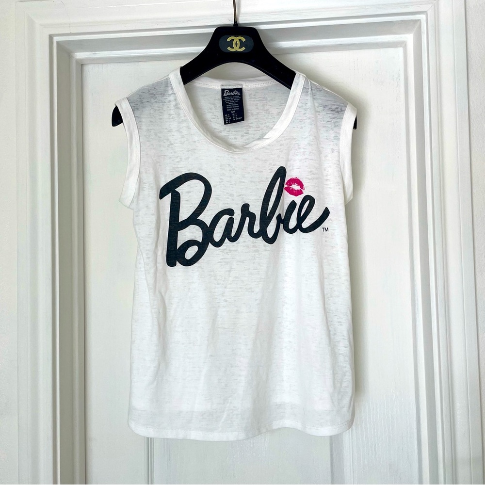 Barbie X Forever 21 White Burnout Muscle Tee Crop Top… - Gem